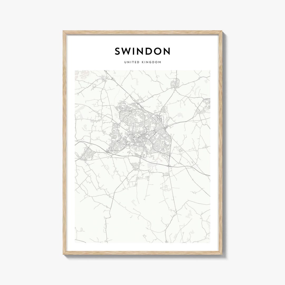 Swindon Map Poster, Swindon Map Print, Swindon Travel Wall Art, Swindon ...