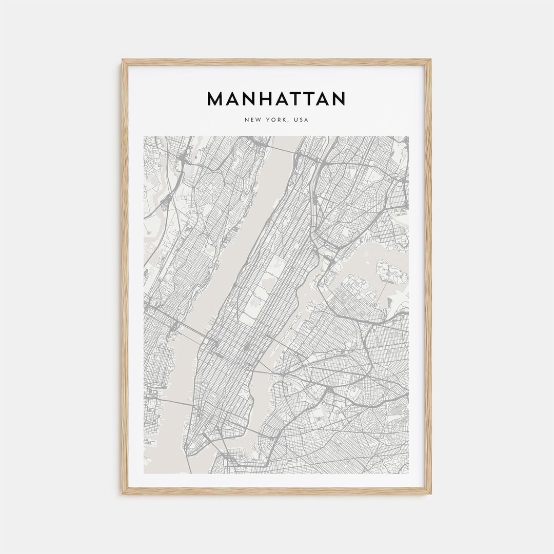 Manhattan Map Poster, Manhattan Map Print, Manhattan Travel Wall Art ...