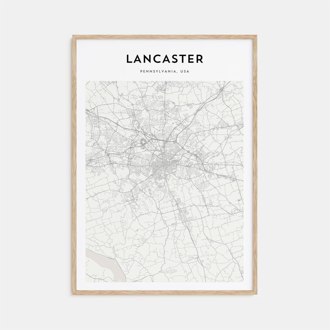Lancaster Pennsylvania Map Poster, Lancaster Map Print, Lancaster ...