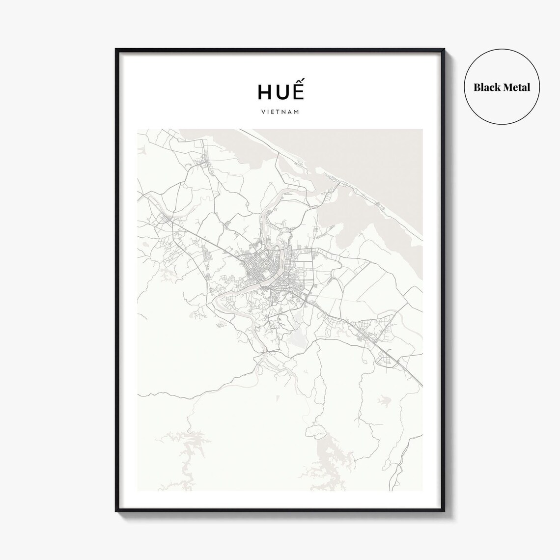Hue Map Print, Vietnam Poster, Asia Wall Art, Huế Custom Street Decor ...