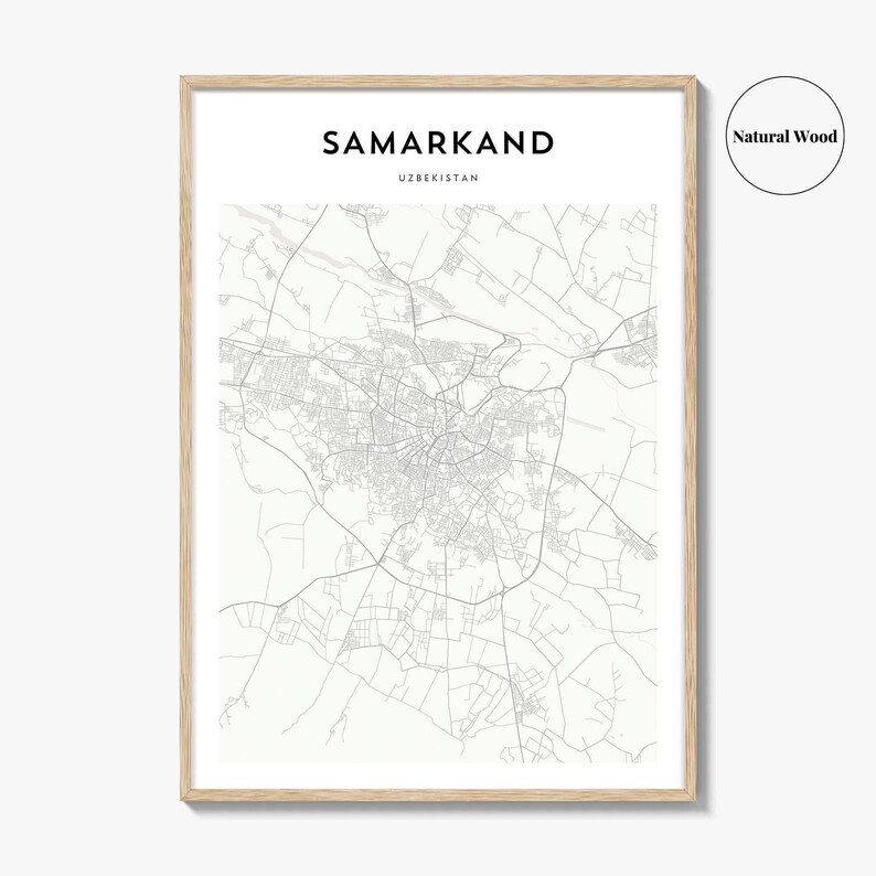 Samarkand Map Print, Uzbekistan Poster, Central Asia Wall Art ...