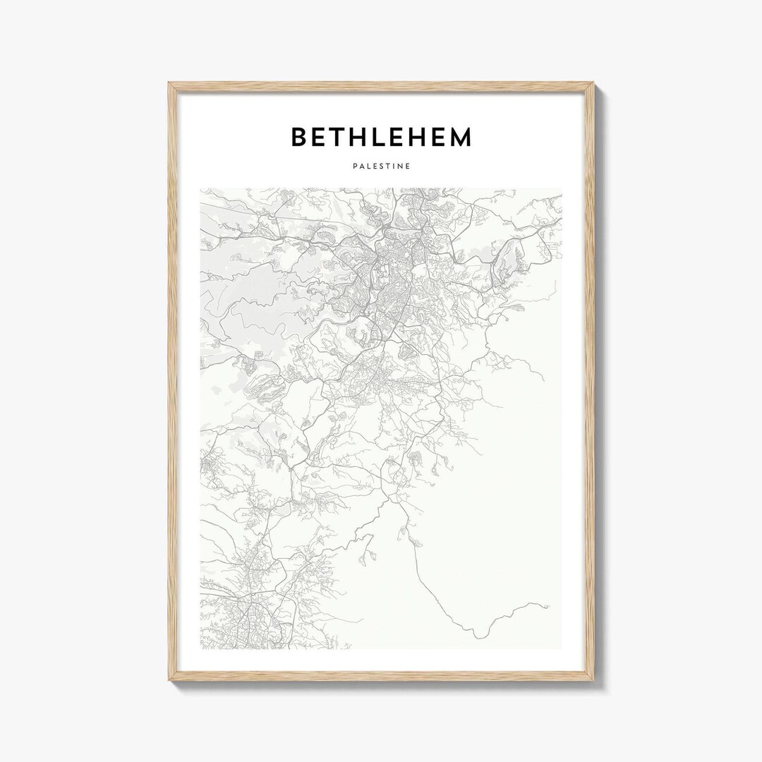 Bethlehem Palästina Karte Poster, Bethlehem Karte Druck, Bethlehem ...