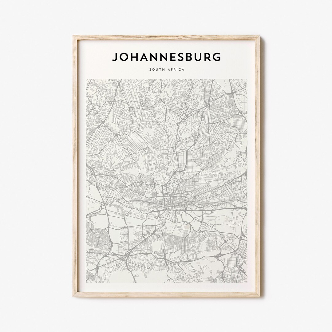 Johannesburg Map Poster, Johannesburg Map Print, Johannesburg ...