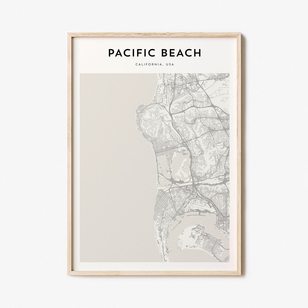 Pacific Beach Map Poster, Pacific Beach Map Print, Pacific Beach ...