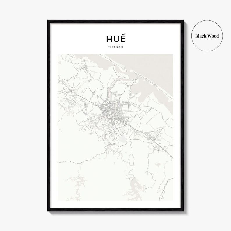 Hue Map Print, Vietnam Poster, Asia Wall Art, Huế Custom Street Decor ...