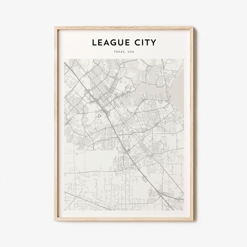 League City Map Poster, League City Map Print, League City Personalized ...