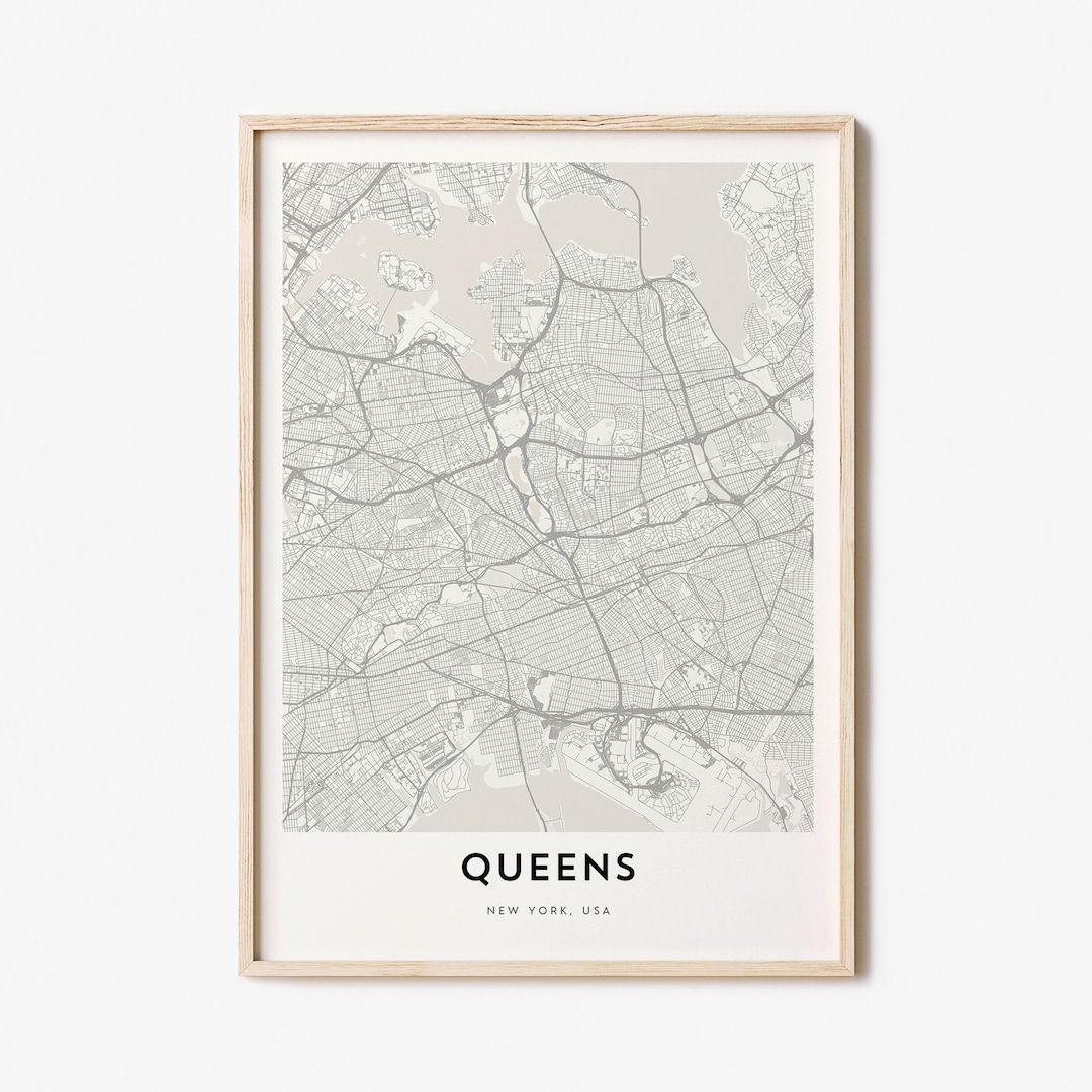 Map of Queens, Queens Map Print, Queens Map Poster, City Map Print, Map ...