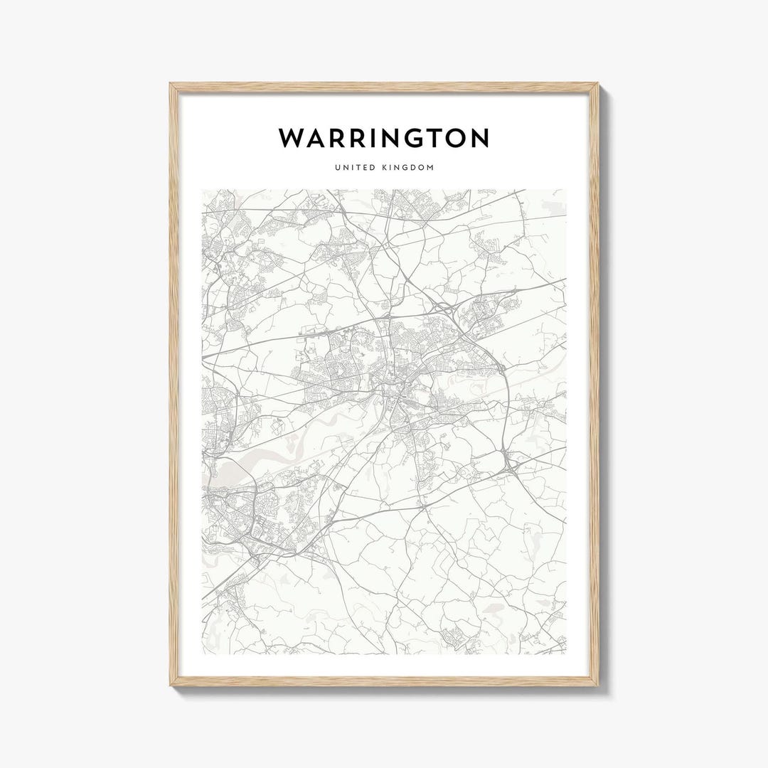 Warrington Map Poster, Warrington Map Print, Warrington Travel Wall Art ...
