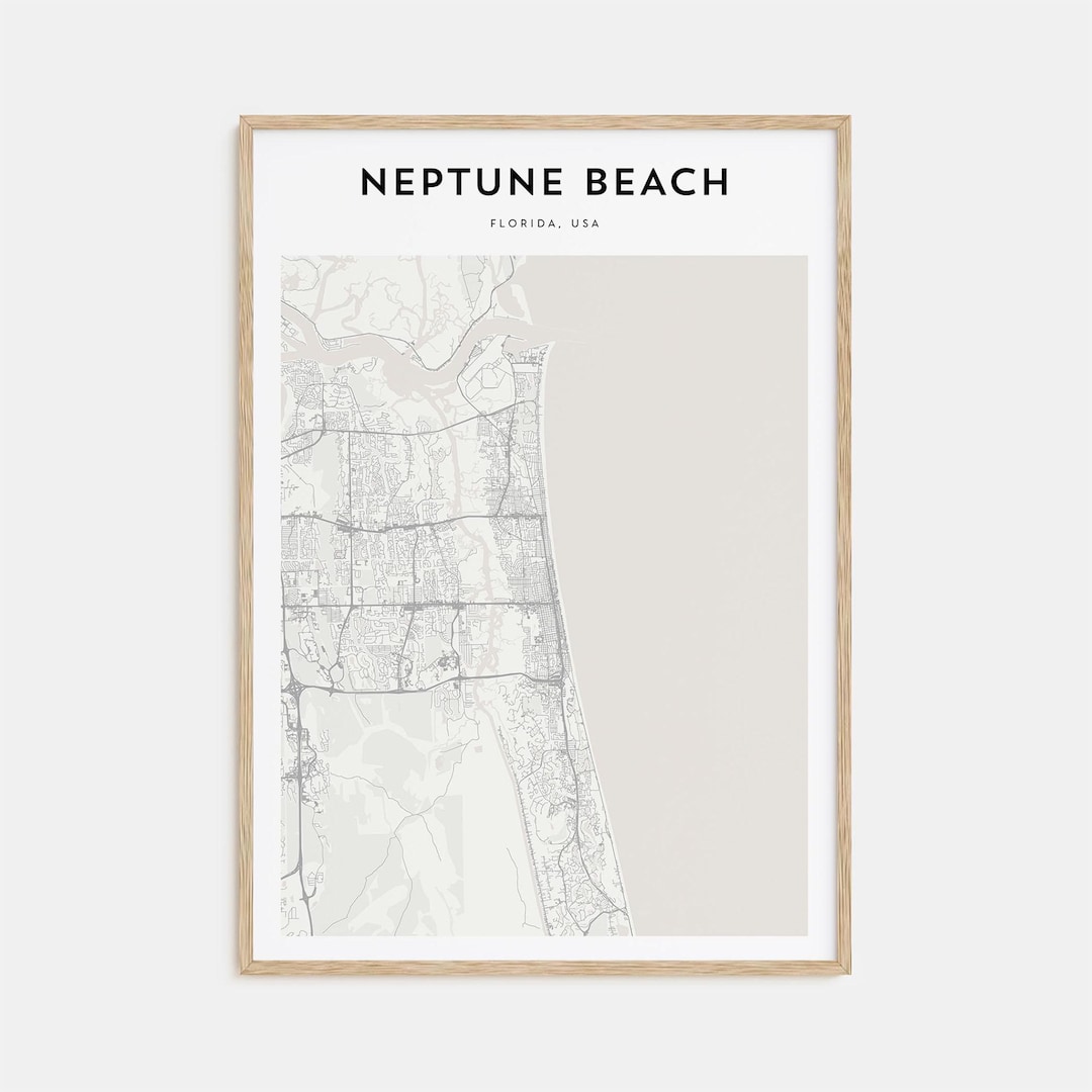 Neptune Beach Map Poster, Neptune Beach Map Print, Neptune Beach ...