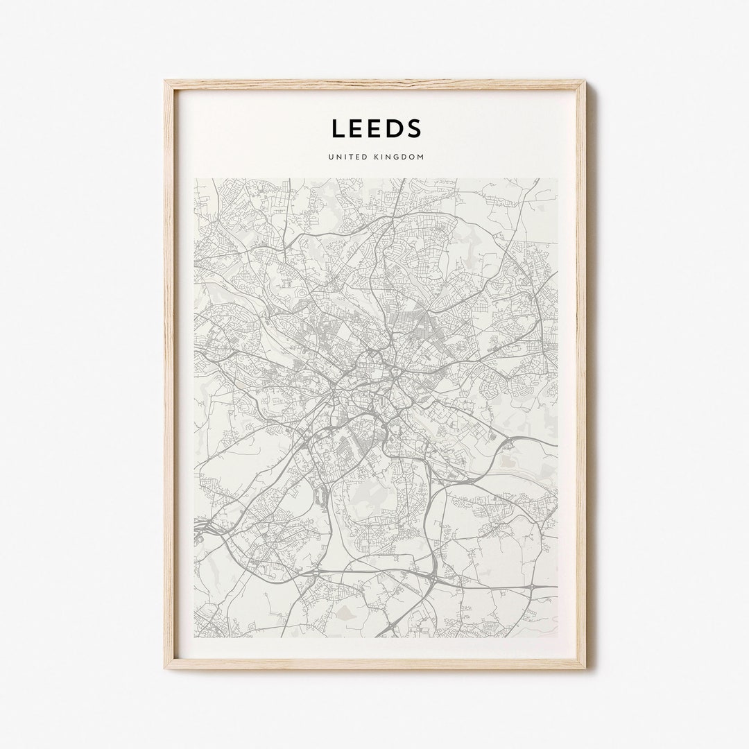 Leeds Map Poster, Leeds Map Print, Leeds Personalized Map Art, Leeds ...