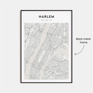 Harlem Map Poster, Harlem Map Print, Harlem Travel Wall Art, Harlem ...