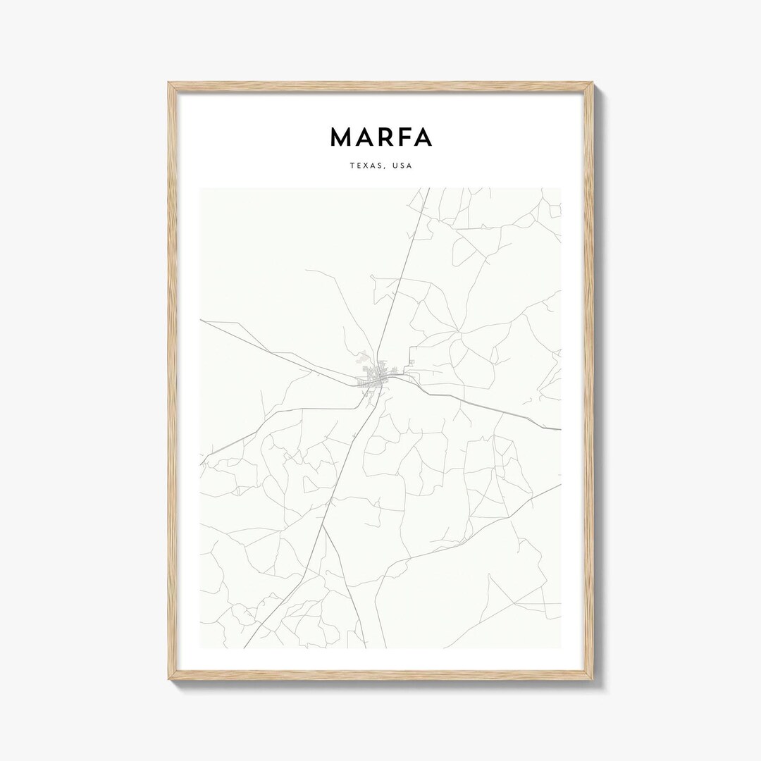 Marfa Map Poster, Marfa Map Print, Marfa Travel Wall Art, Marfa ...