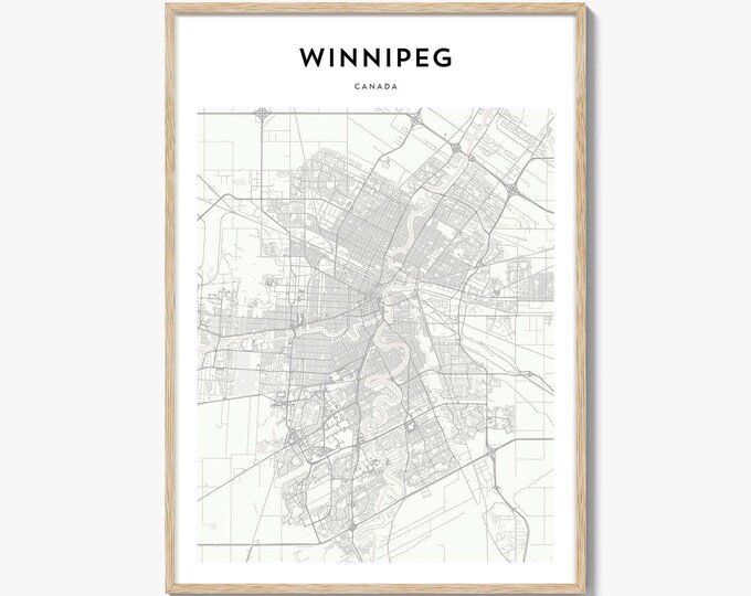 WINNIPEG MAP - Minimalist Winnipeg Art Print, Customizable City Map ...
