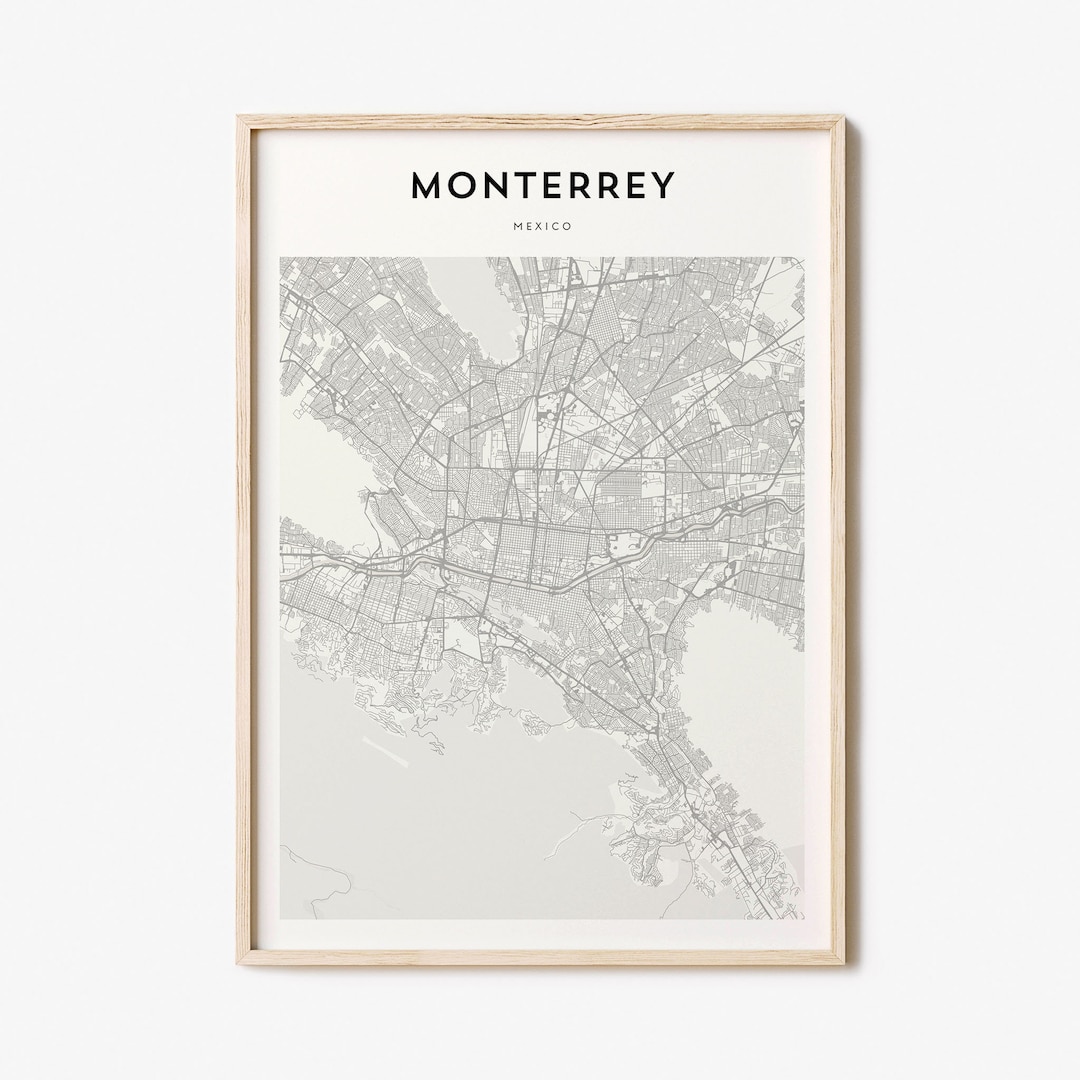 Cartel del mapa de Monterrey impresión del mapa de Monterrey - Etsy México