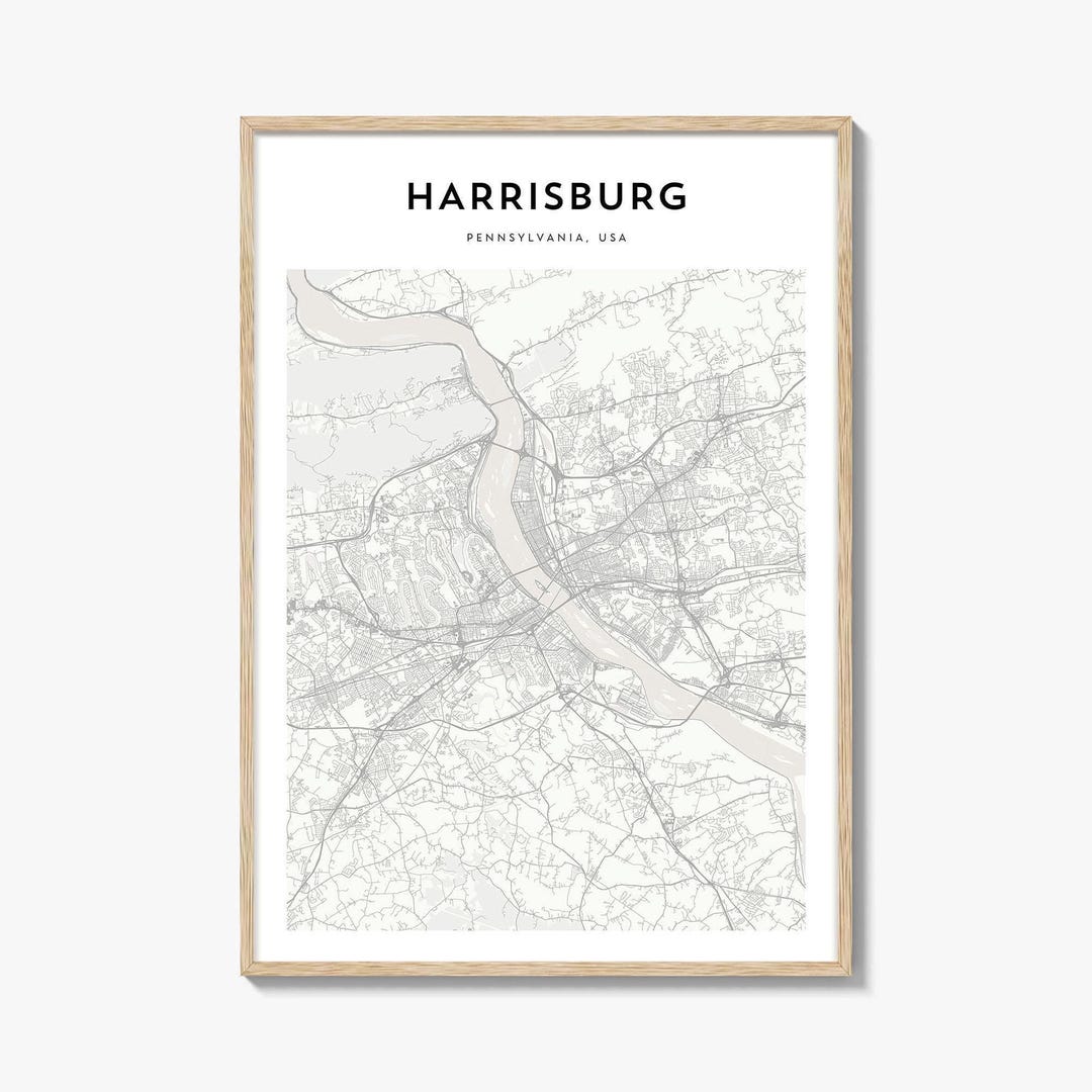 Harrisburg Map Print, Pennsylvania Poster, USA Wall Art, Dauphin County ...