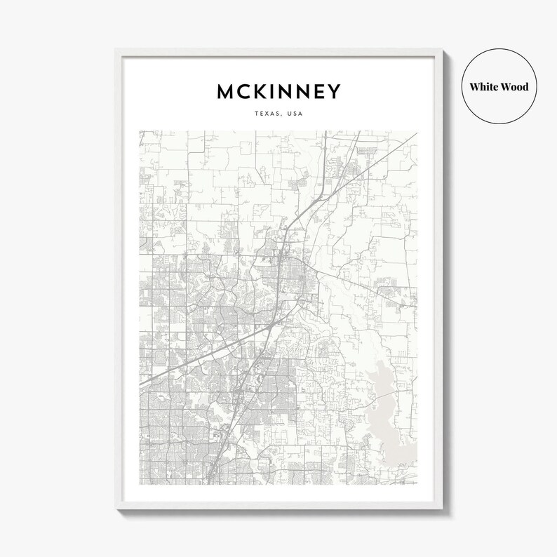 Mckinney Map Print, Texas Poster, USA Wall Art, Collin County Custom ...