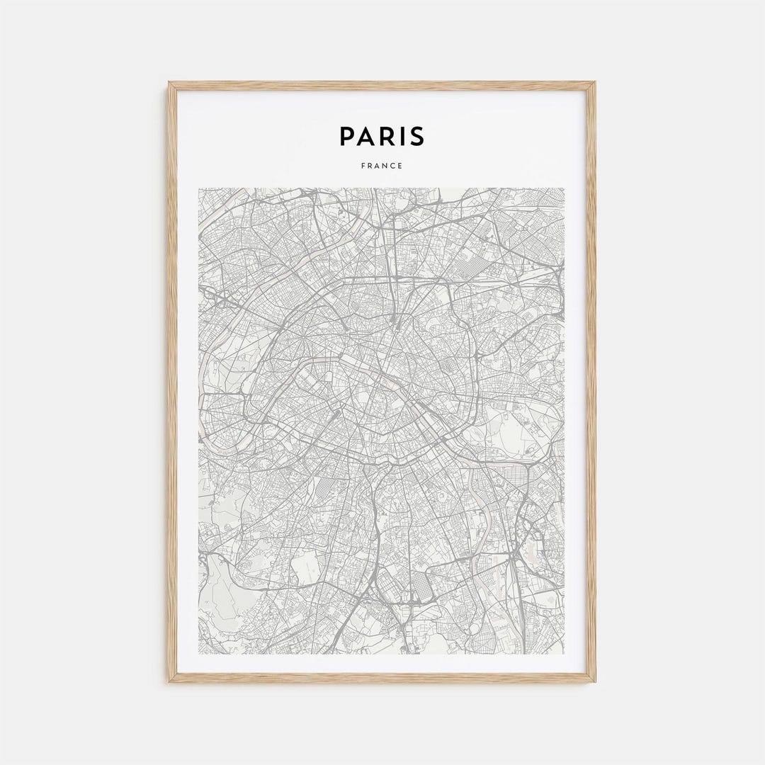 Paris Map Poster, Paris Map Print, Paris Travel Wall Art, Paris ...