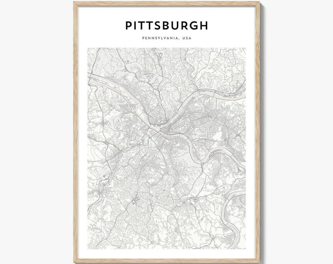 PITTSBURGH MAP - Minimalist Pittsburgh Art Print, Customizable City Map ...