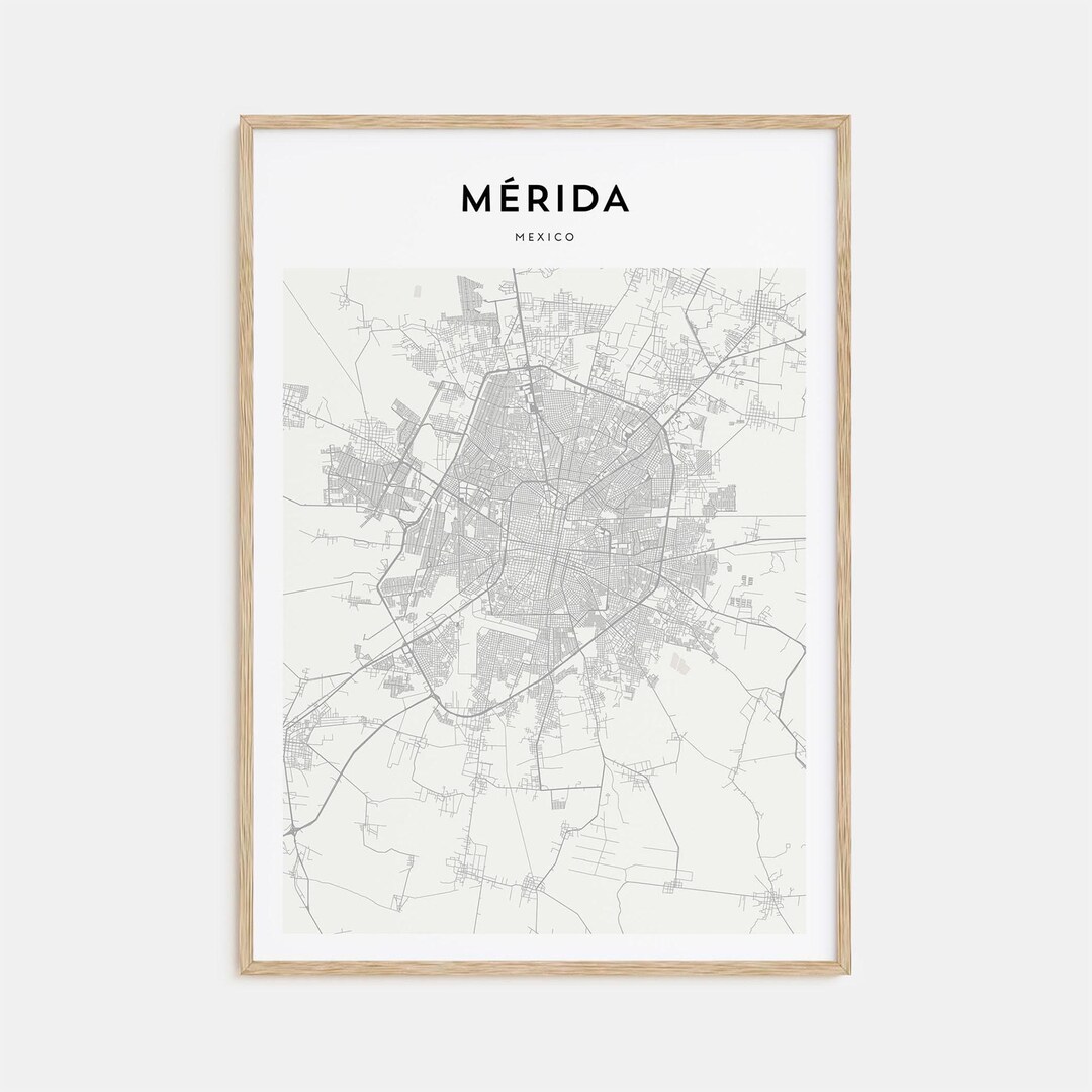 Merida Mexico Map Poster, Merida Map Print, Merida Travel Wall Art ...