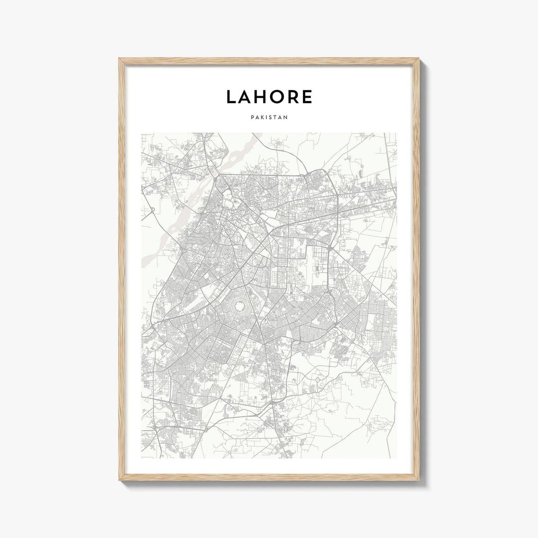 Lahore Map Poster, Lahore Map Print, Lahore Travel Wall Art, Lahore ...