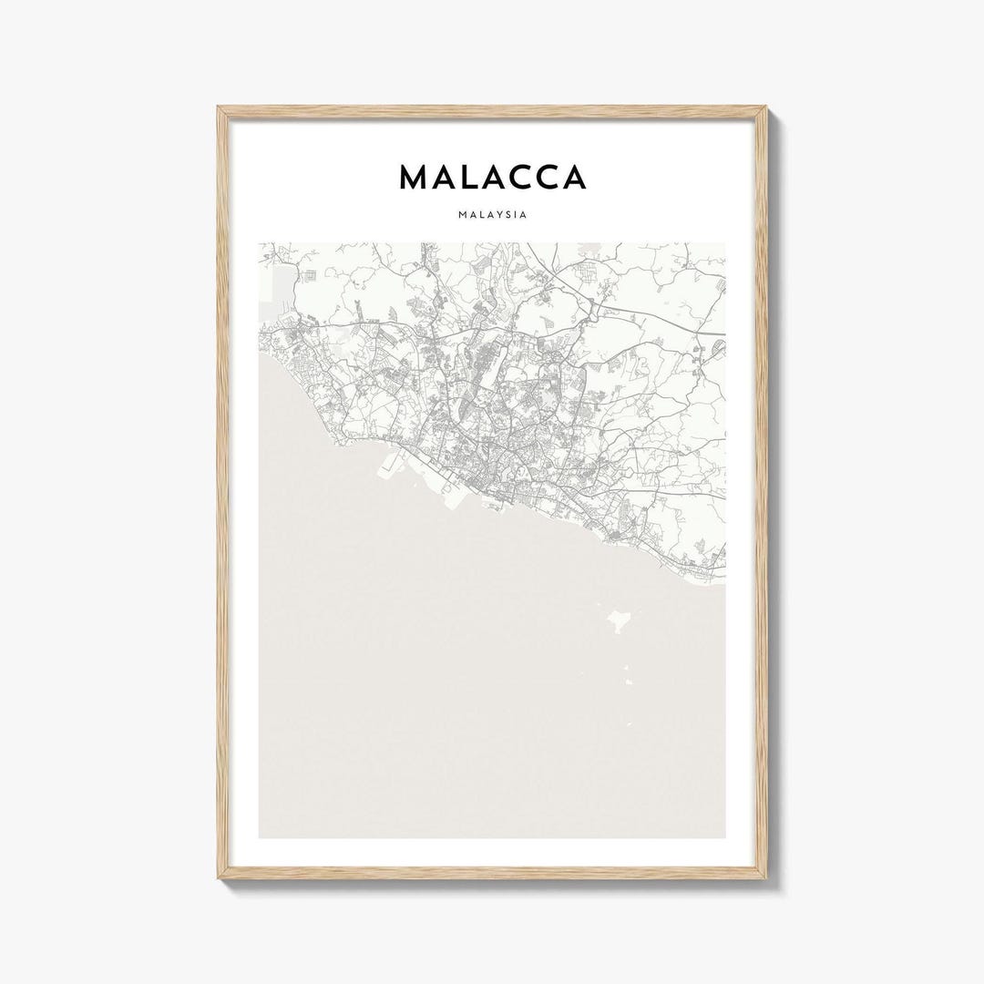 Malacca Map Print, Malaysia Poster, Southeast Asia Wall Art, Melaka ...