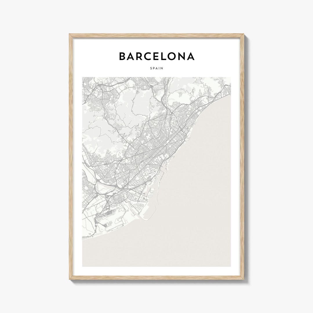 Barcelona Map Poster, Barcelona Map Print, Barcelona Travel Wall Art ...