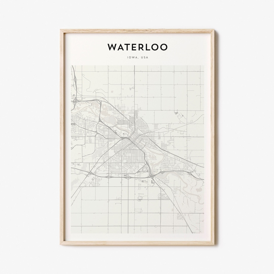 Waterloo Map Poster, Waterloo Map Print, Waterloo Personalized Map Art ...