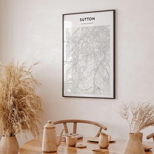 Sutton Map Poster, Sutton Map Print, Sutton Travel Wall Art, Sutton ...