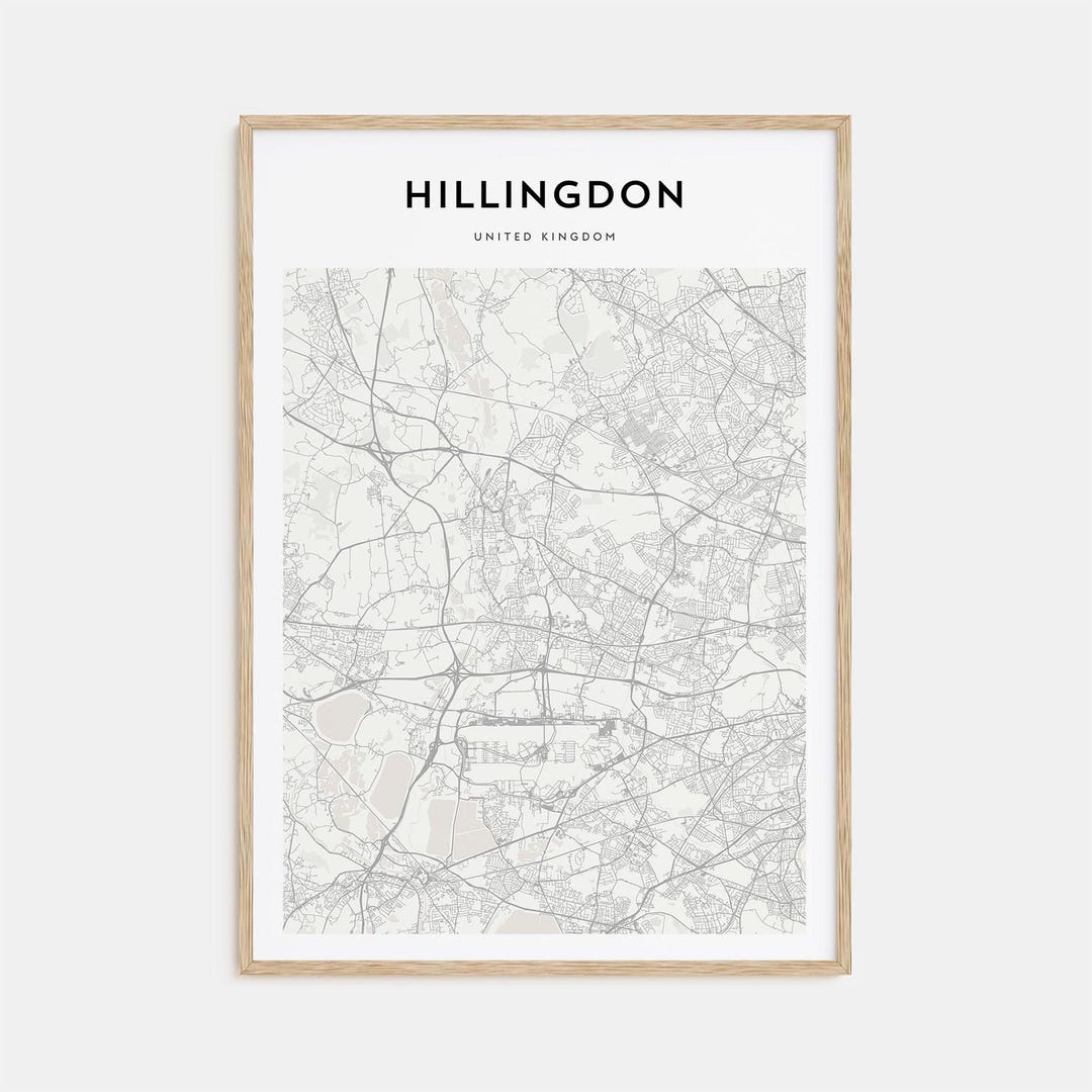 Hillingdon Map Poster, Hillingdon Map Print, Hillingdon Travel Wall Art ...
