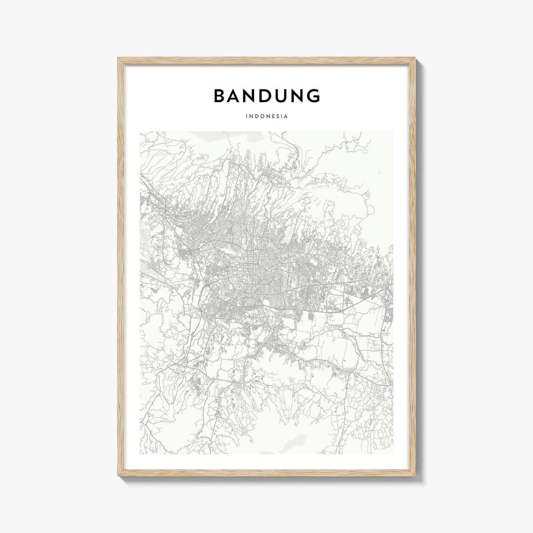 Bandung Map Poster, Bandung Map Print, Bandung Travel Wall Art, Bandung ...