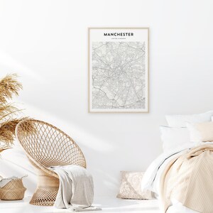 Manchester Map Poster United Kingdom, Manchester Map Print, Manchester ...