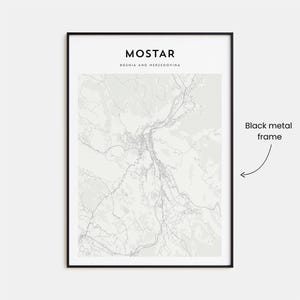 Mostar Map Poster, Mostar Map Print, Mostar Travel Wall Art, Mostar ...