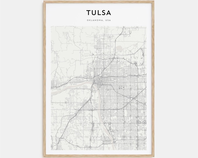 Tulsa Vintage Map Poster Wall Art City Artwork Print Antique, Rustic ...