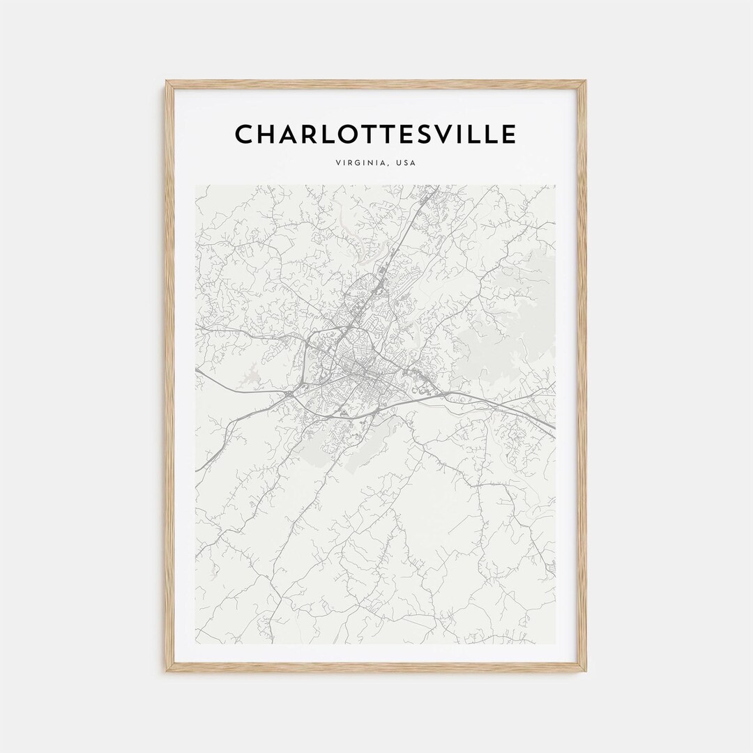 Cartaz do mapa de Charlottesville, impressão do mapa de Charlottesville ...