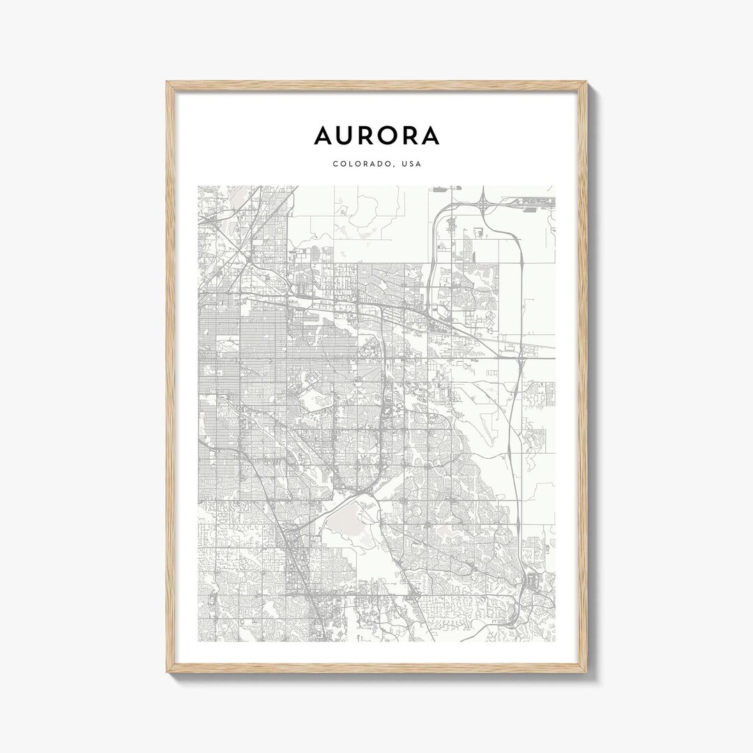 Aurora Colorado Map Poster, Aurora Map Print, Aurora Travel Wall Art ...