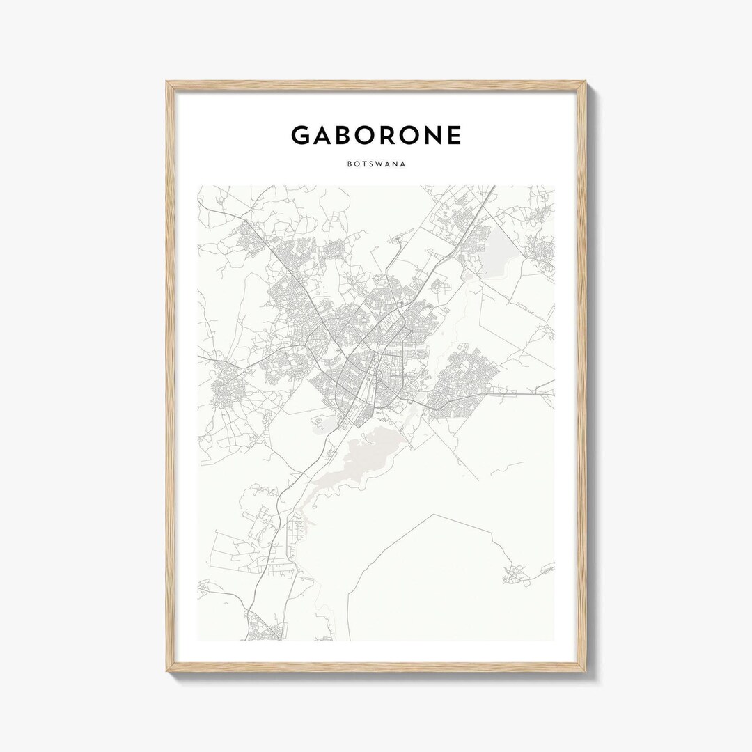 Gaborone Map Print, Botswana Poster, Africa Wall Art, Gabz Custom ...