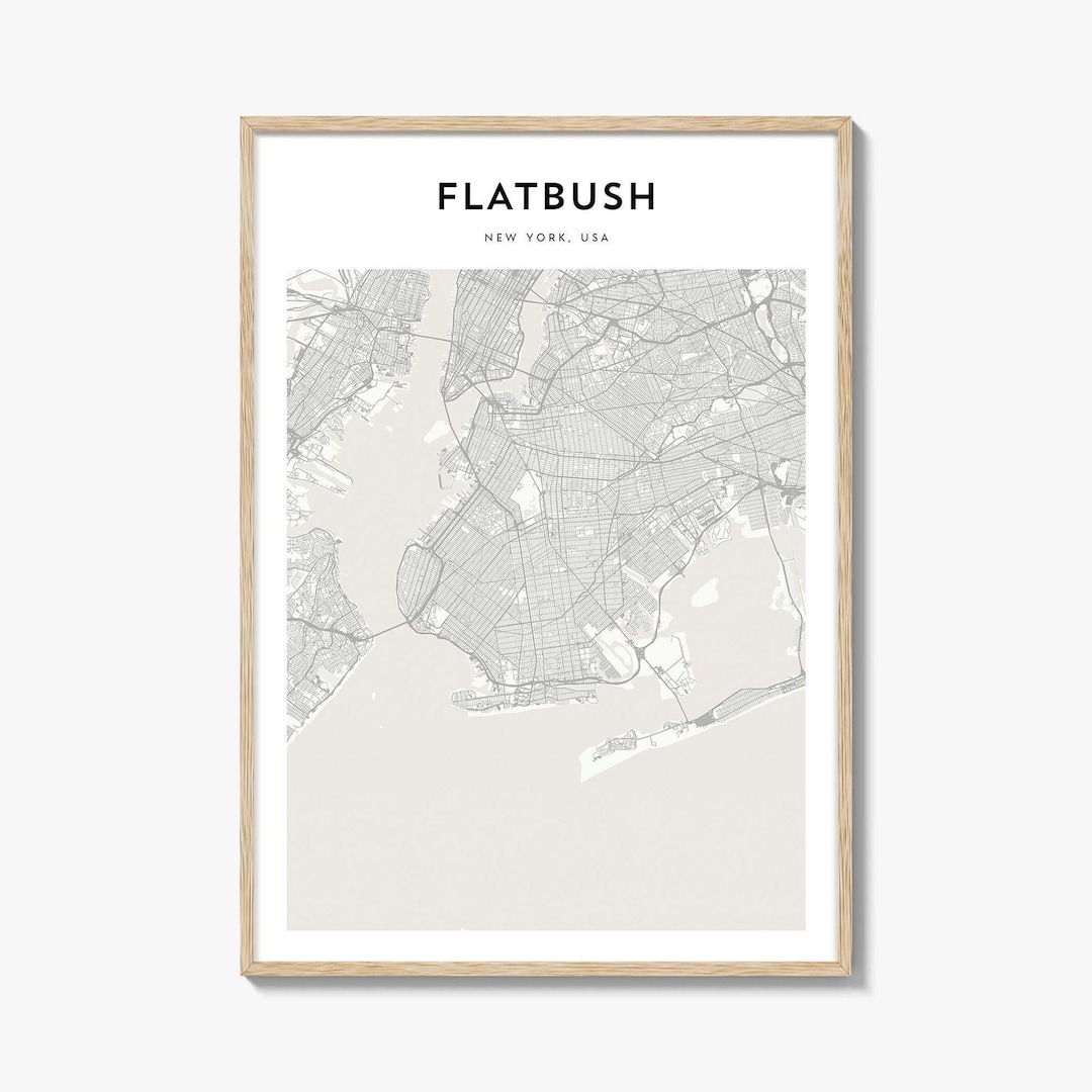 Flatbush Map Print, Brooklyn Poster, New York Wall Art, NYC Custom ...