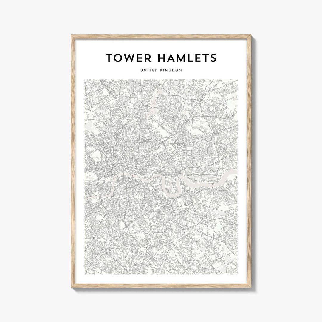 Tower Hamlets Map Print, London Poster, England Wall Art, UK Custom Street Decor - Etsy