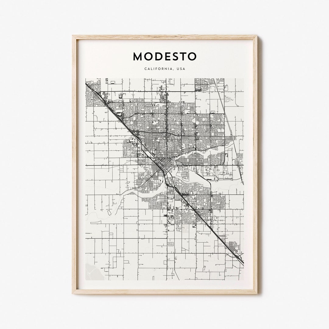 Modesto Custom Black Map Modesto Map Modesto Print Modesto - Etsy