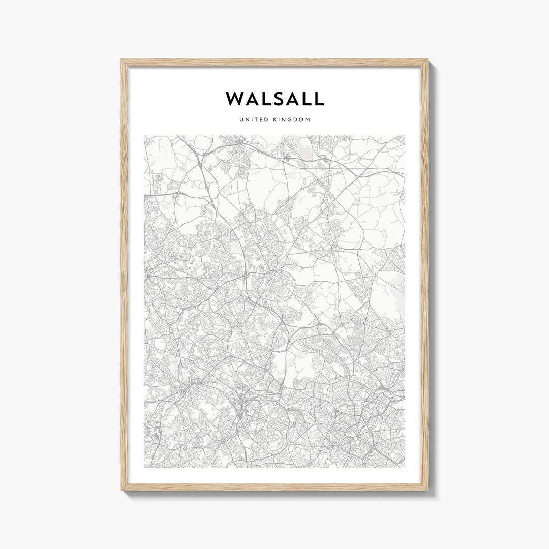 Walsall Map Poster, Walsall Map Print, Walsall Travel Wall Art, Walsall ...