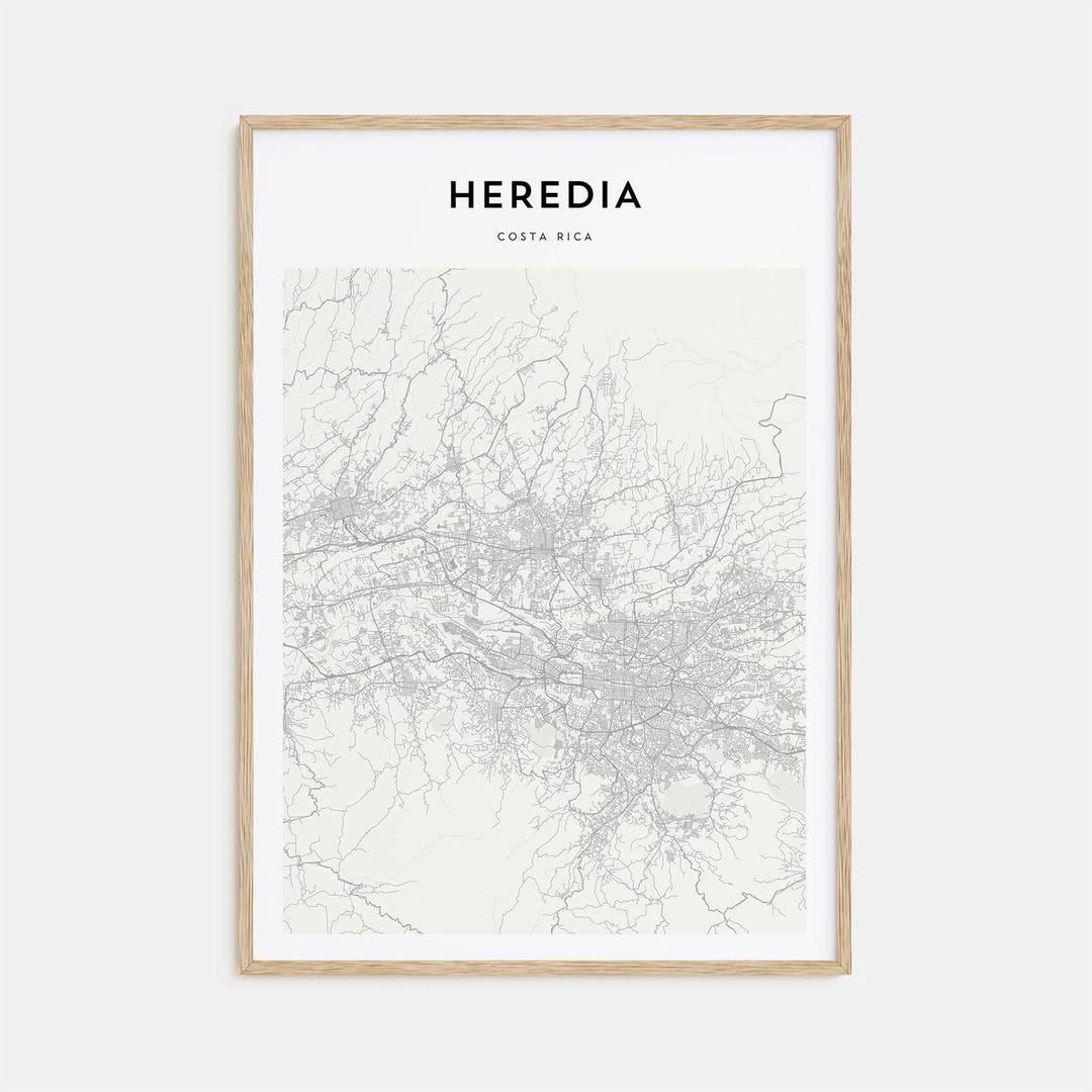 Heredia Map Poster, Heredia Map Print, Heredia Travel Wall Art, Heredia ...