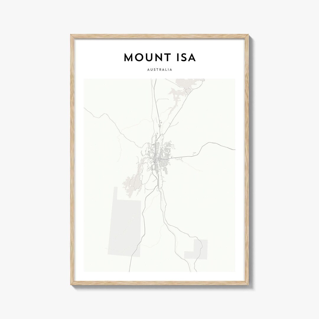 Mount Isa Map Print, Queensland Poster, Australia Wall Art, Outback ...