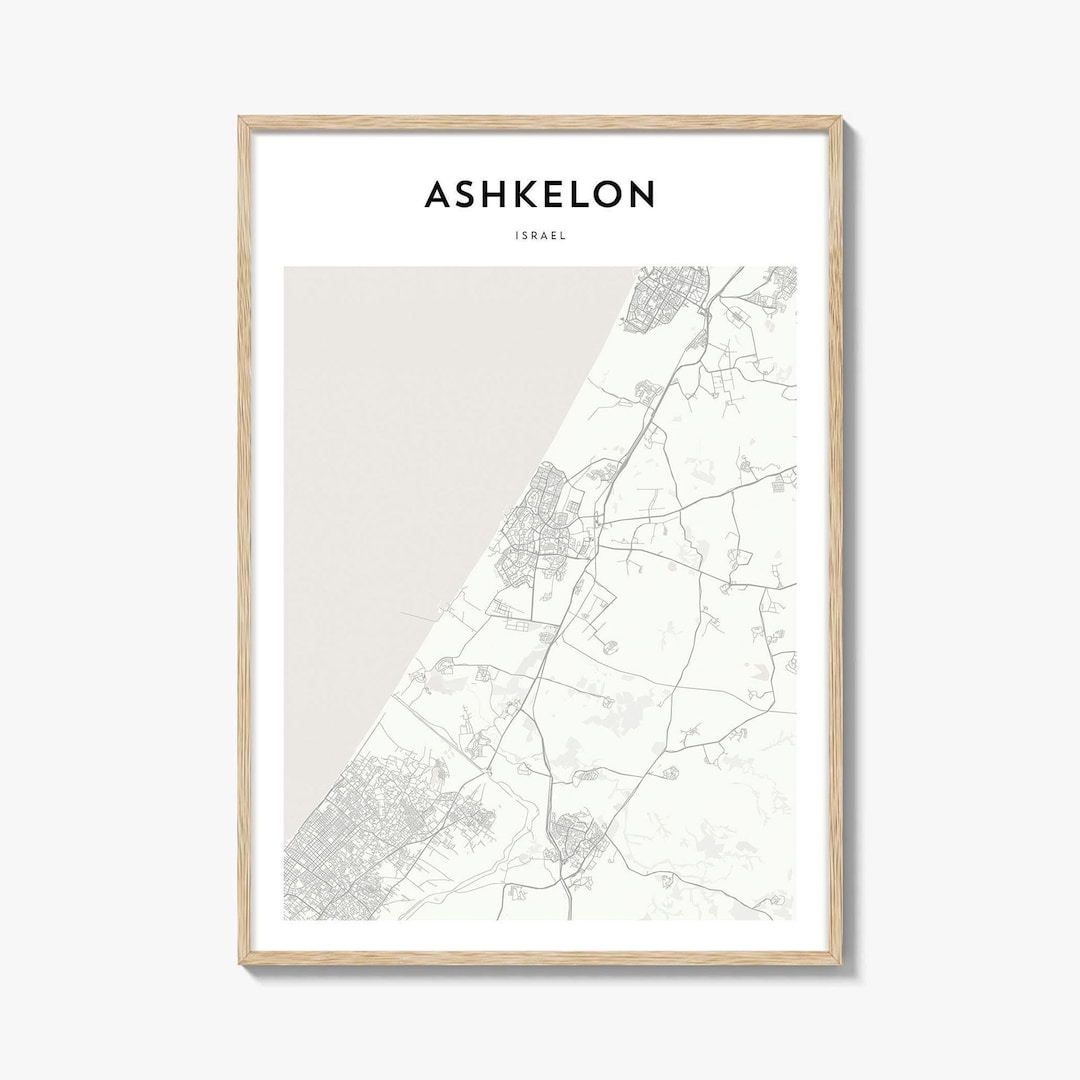 Ashkelon Map Print, Israel Poster, Middle East Wall Art, Ashqelon ...