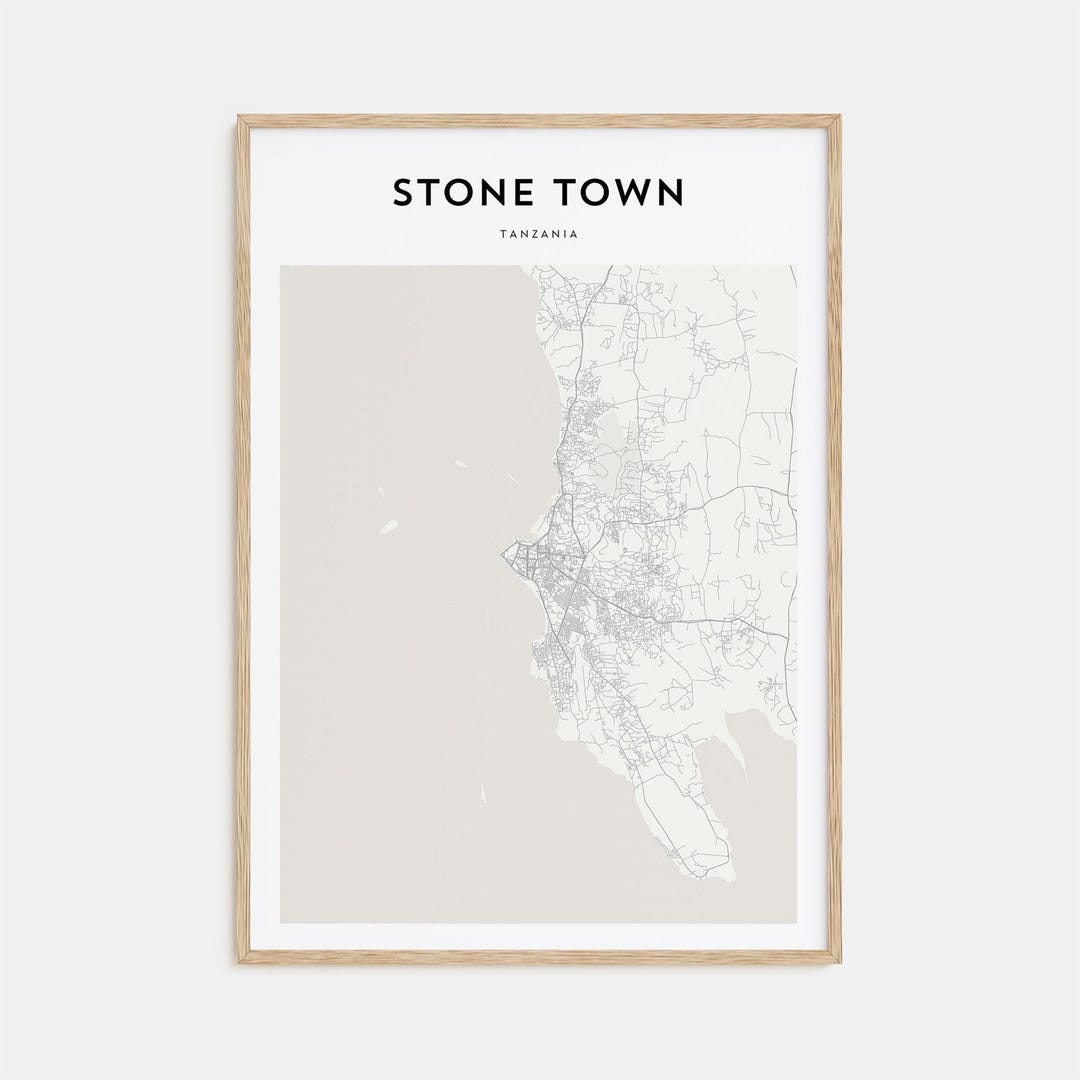 Stone Town Map Poster, Stone Town Map Print, Stone Town Travel Wall Art ...