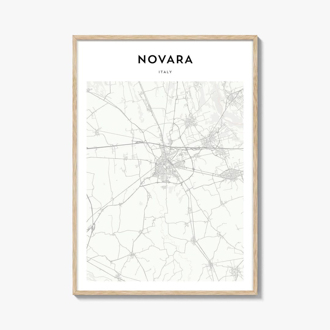 Novara Map Print, Italy Poster, Italian Wall Art, Piemonte Custom ...