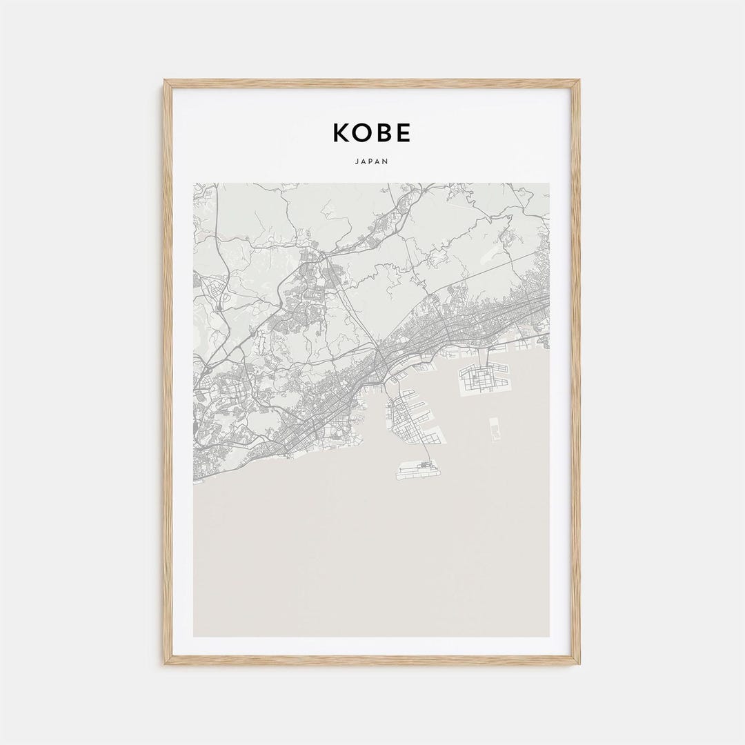 Cartaz do mapa de Kobe, impressão do mapa de Kobe, arte de parede de ...