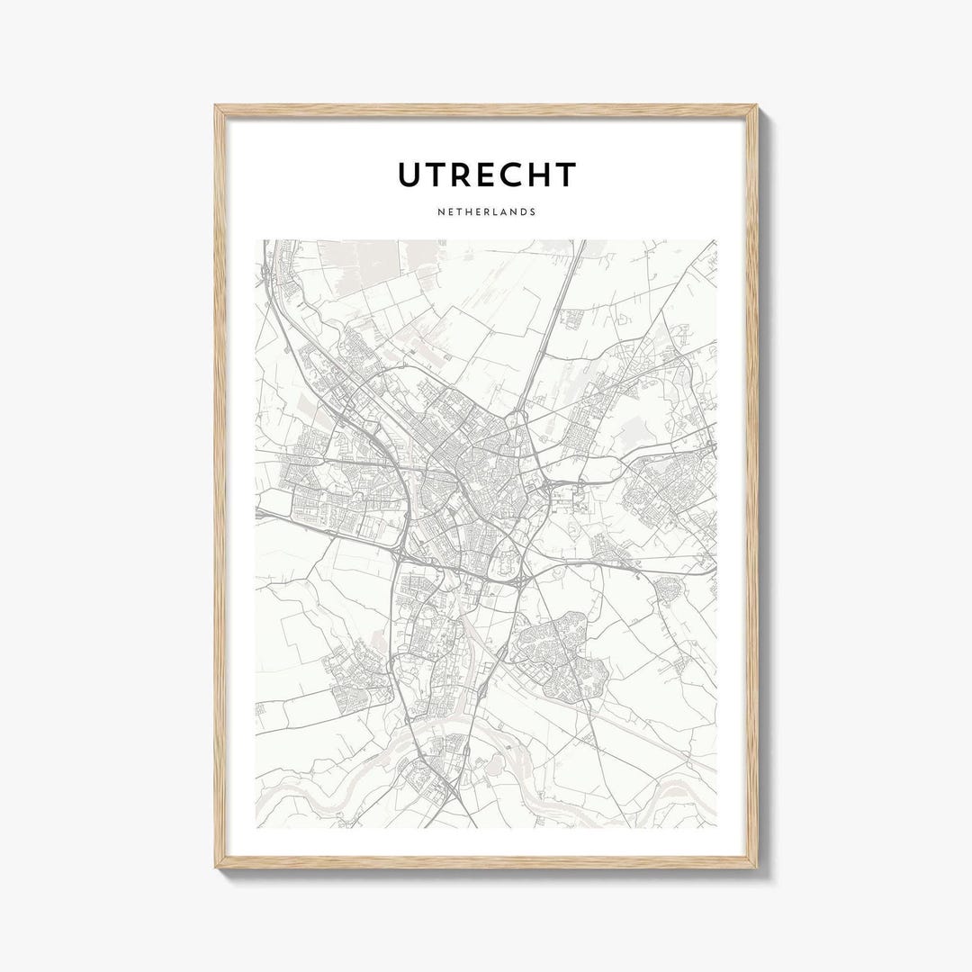 Utrecht Map Print, Netherlands Poster, Dutch Wall Art, Nederland Custom ...