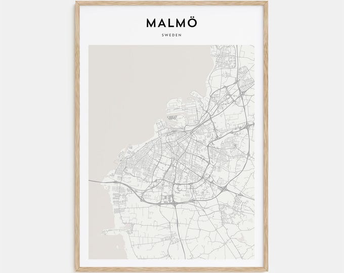 Malmo Map Karta Malmö Old Map of Malmo Print Premium Archival Print on ...
