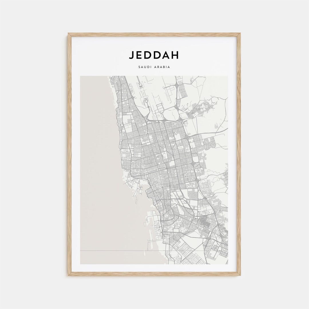 Jeddah Map Poster, Jeddah Map Print, Jeddah Travel Wall Art, Jeddah ...