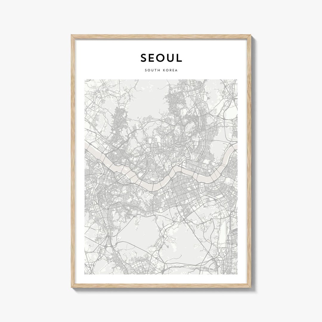 Seoul Karte Poster, Seoul Karte Druck, Seoul Reisewandkunst, Seoul ...